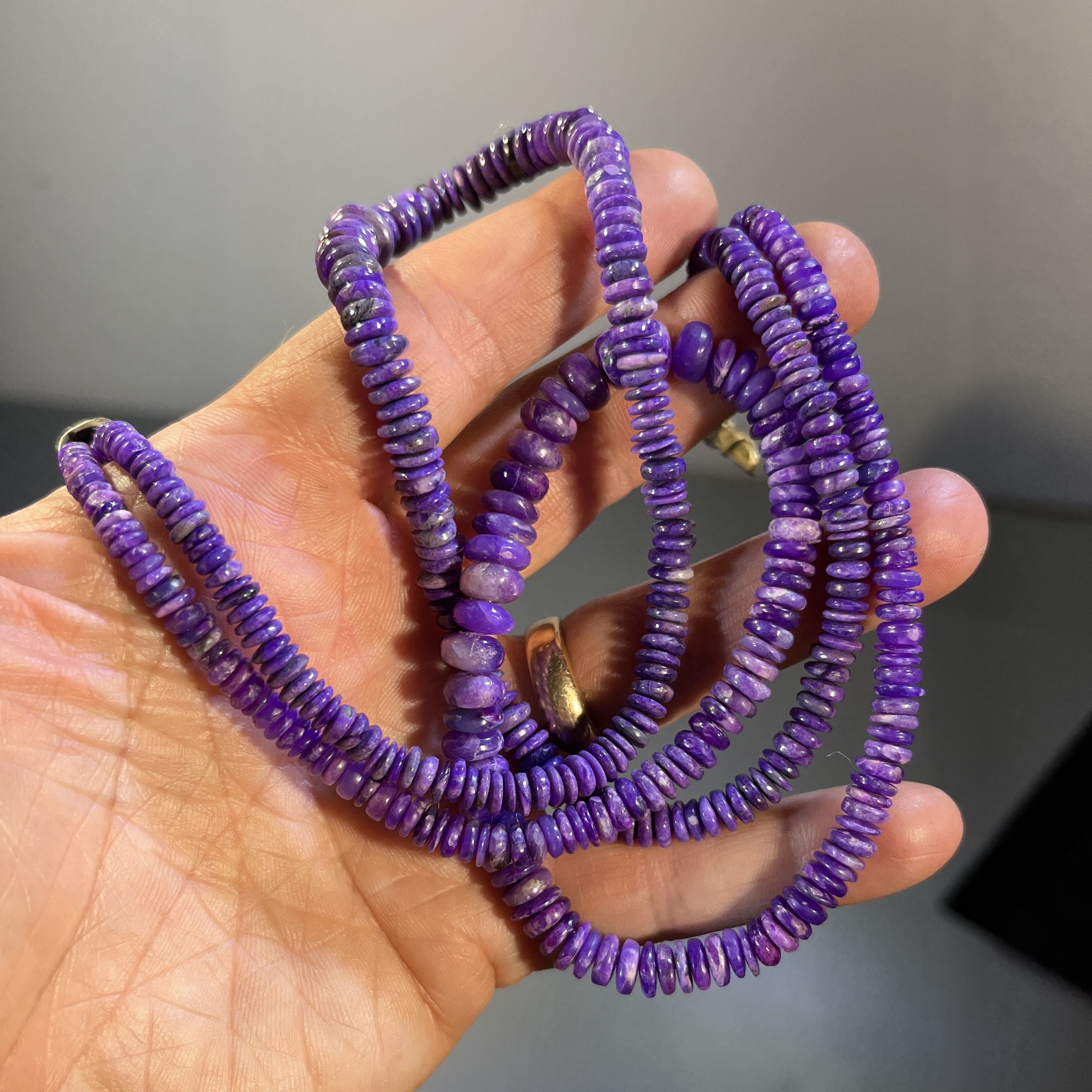 Sugilite gel double strand rondel bead necklace (19" 54gr) healing ...